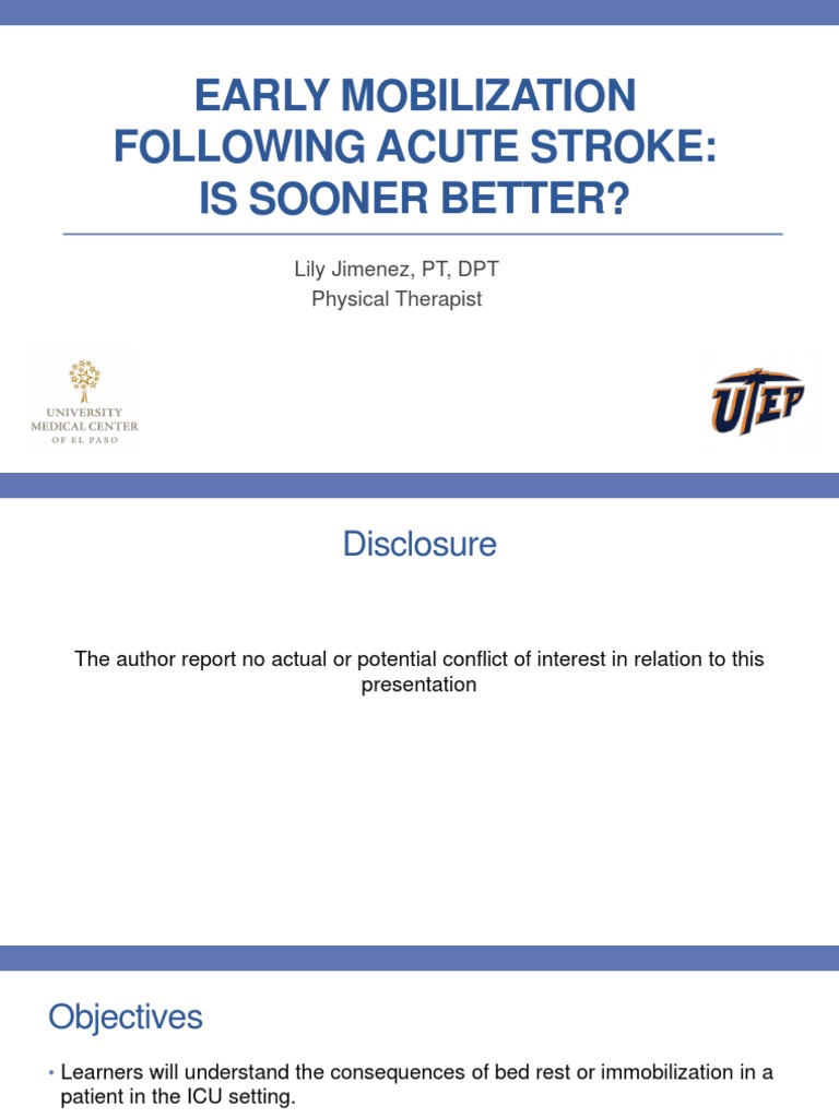 Early Mobilization Post-Stroke in ICU | PDF