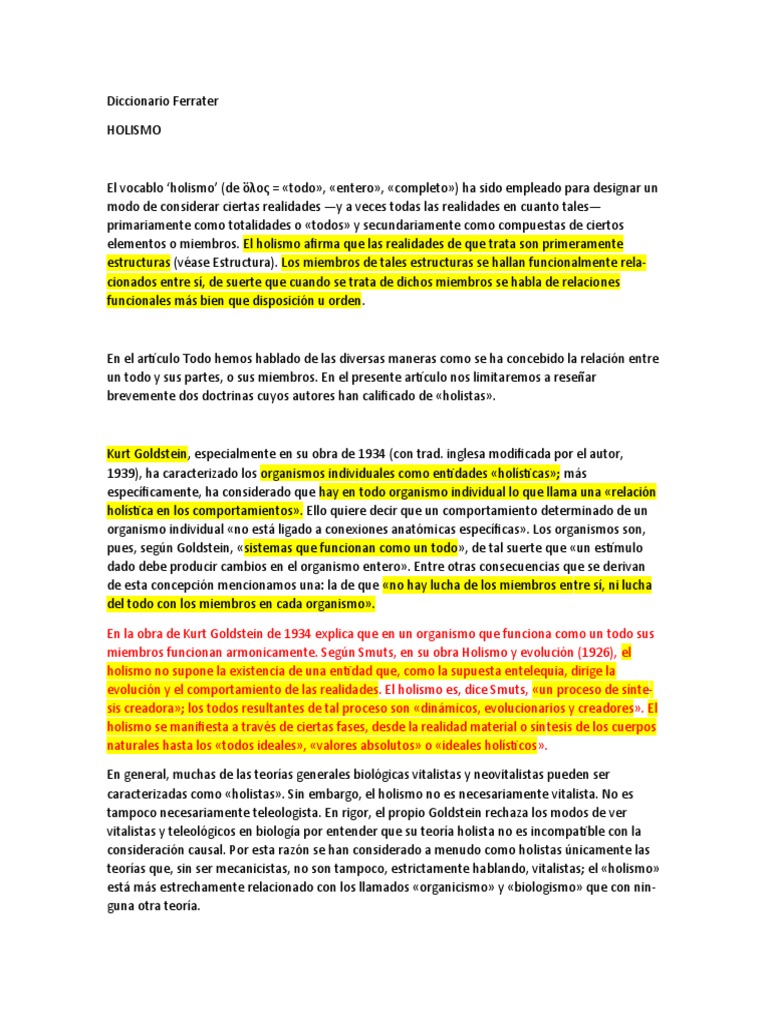 Definición de Holismo en Filosofía | PDF | Holismo | Teorías filosóficas