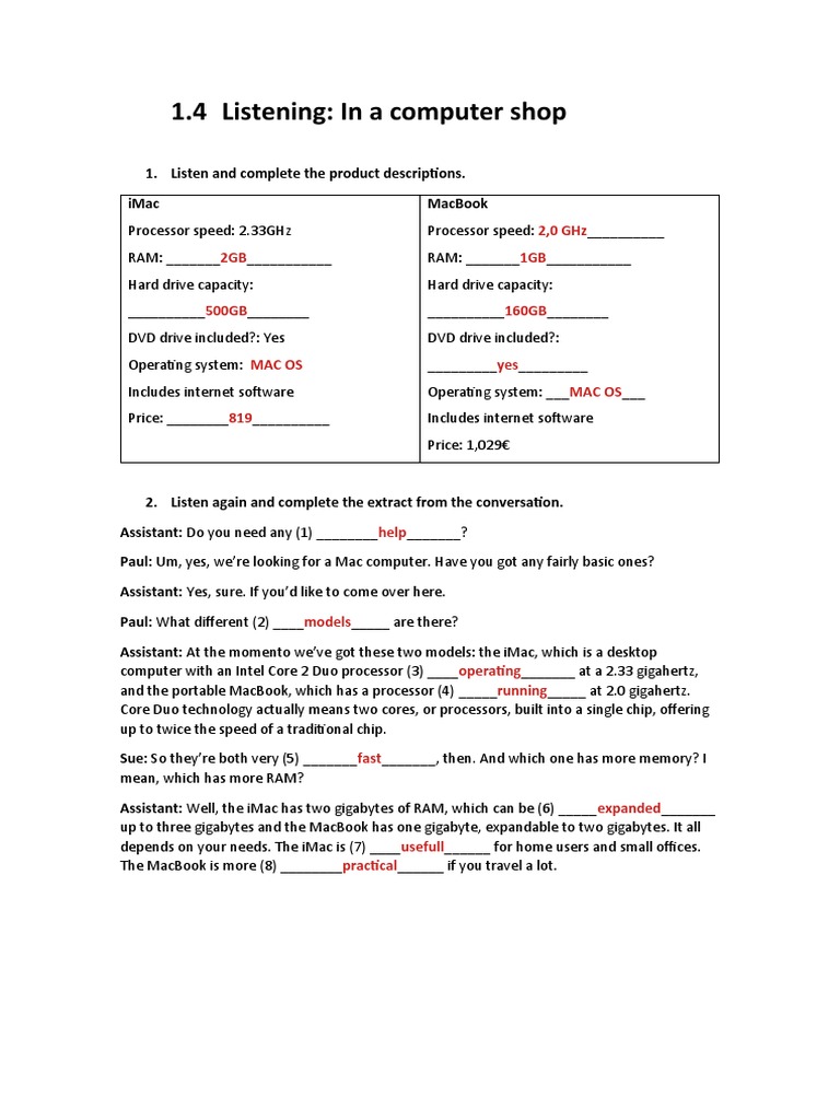 1.4 Listening Buying A Computer | PDF
