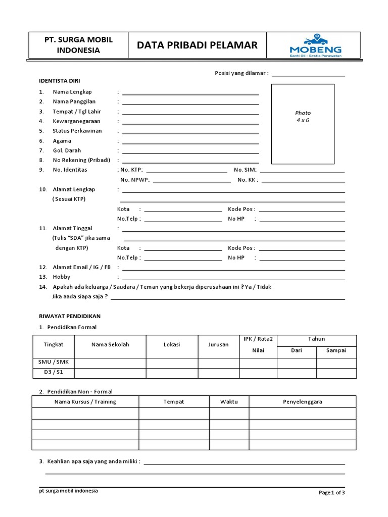 Form Pelamar (Store) | PDF