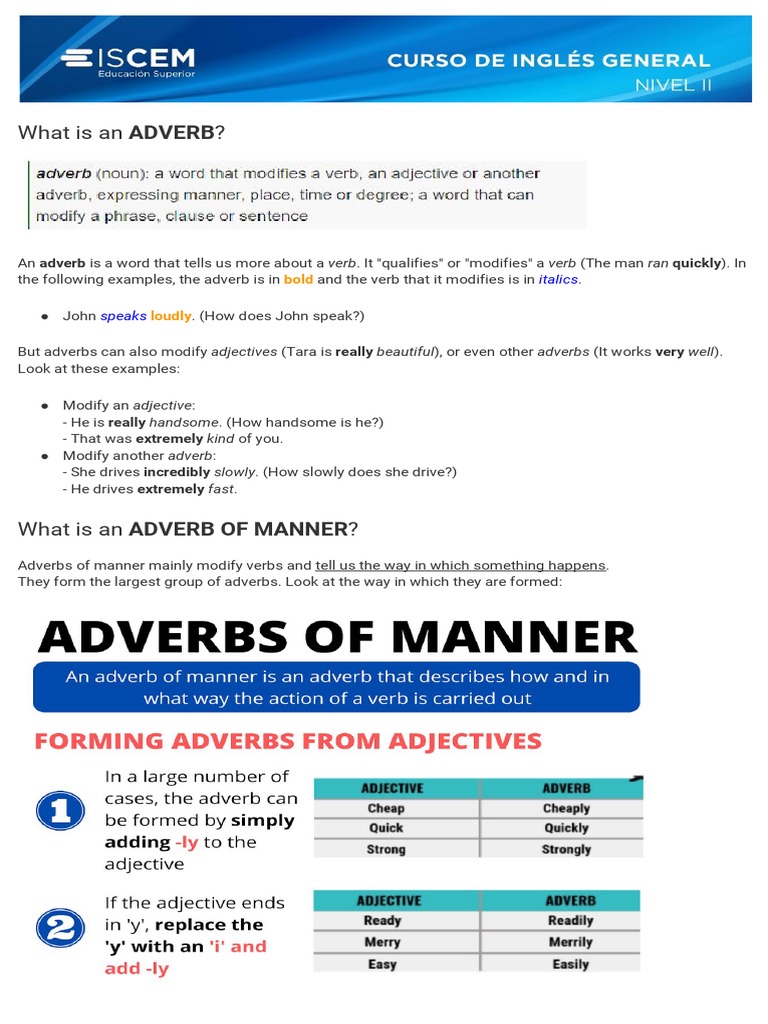 What Is An ADVERB ?: Bold Loudly | PDF