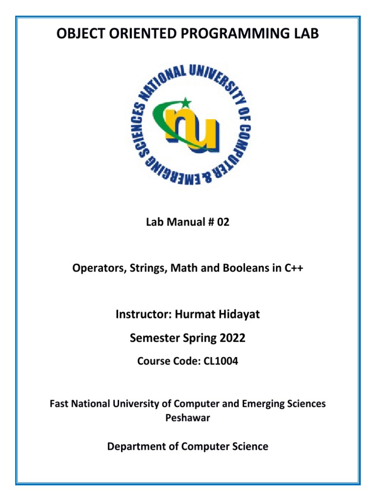 OOP Lab 02 Manual | PDF | Data Type | C++