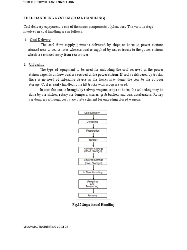 Fig.17 Steps in Coal Handling | PDF | Coal | Combustion