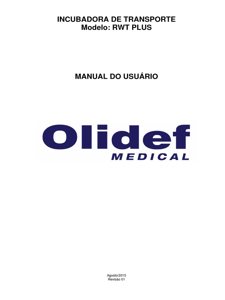 Manual Do Usuário Incubadora RWT PLUS - REV01 | PDF | Tecnologia e ...