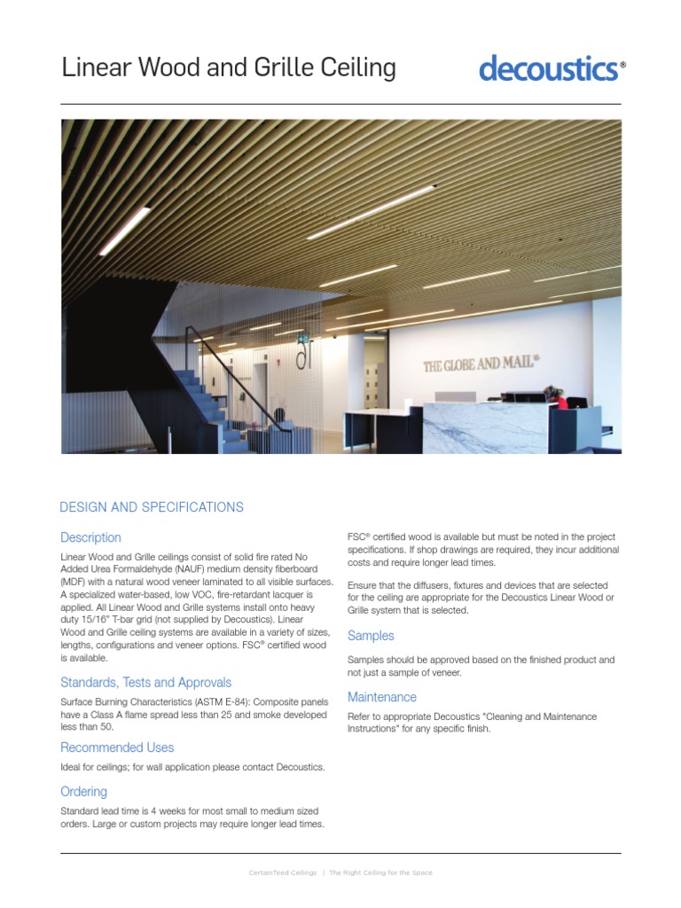 Linear Wood and Grille Ceiling: Design and Specifications Description ...