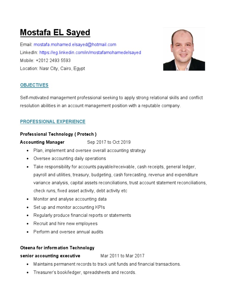 Mostafa EL Sayed CV Update Nov 2019 PDF | PDF | Accounting | Financial Statement