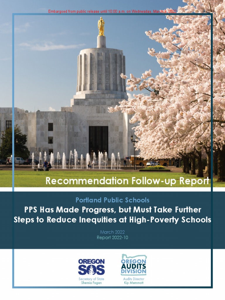 PPS Inequities Follow-Up Report 2022 | PDF | Teachers | Audit