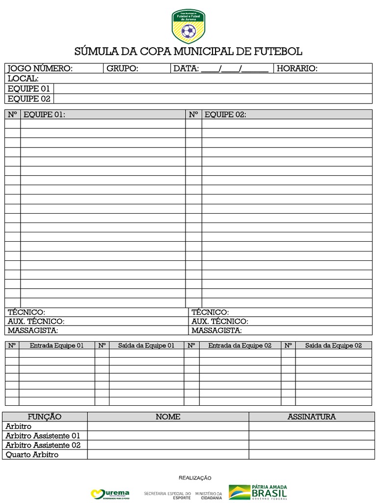 SÚMULA FUTEBOL - JUREMA | PDF | Códigos de futebol | Jogos competitivos SÚMULA FUTEBOL - JUREMA | PDF | Códigos de futebol | Jogos competitivos