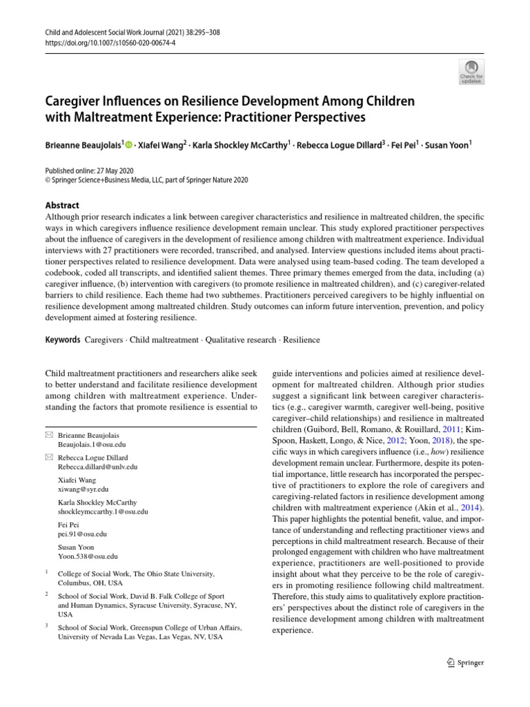 Caregiver Infuences On Resilience Development Among Children | PDF ...