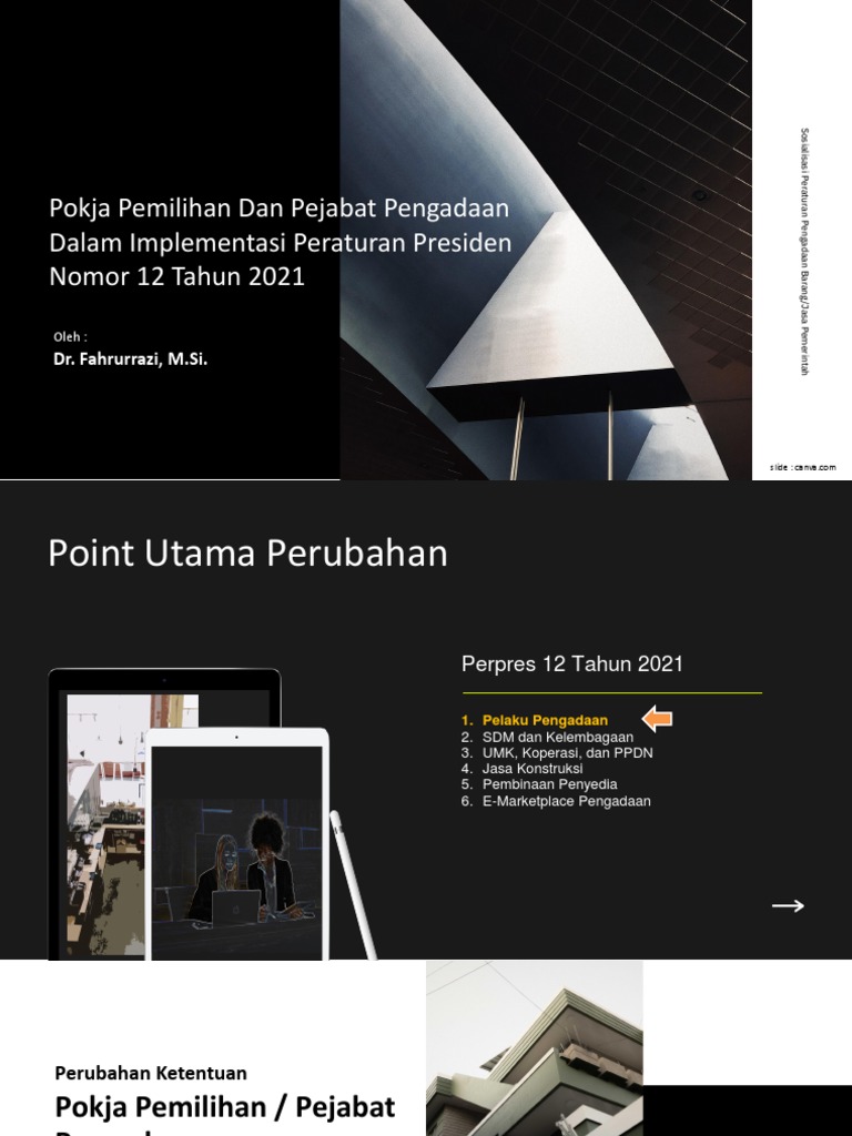 PAPARAN Pokja Dan PP Dalam Perpres 12 TH 2021 | PDF