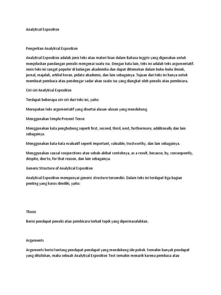 Panduan Analytical Exposition | PDF