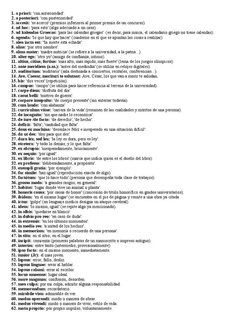 LATINISMOS Evau 2019 | PDF