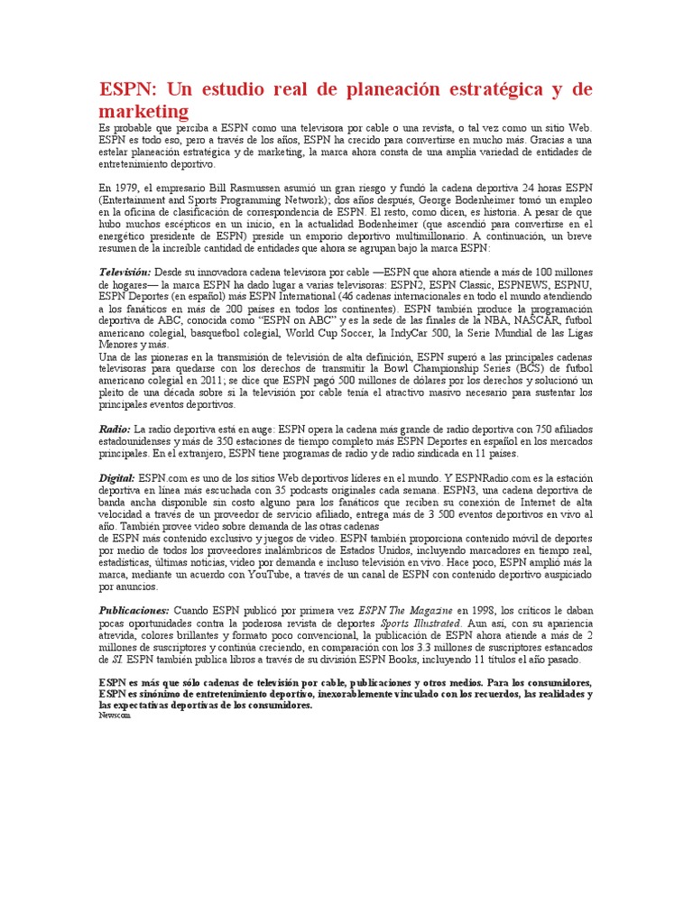 Estrategia de Marketing de ESPN | PDF | Espn | Entretenimiento