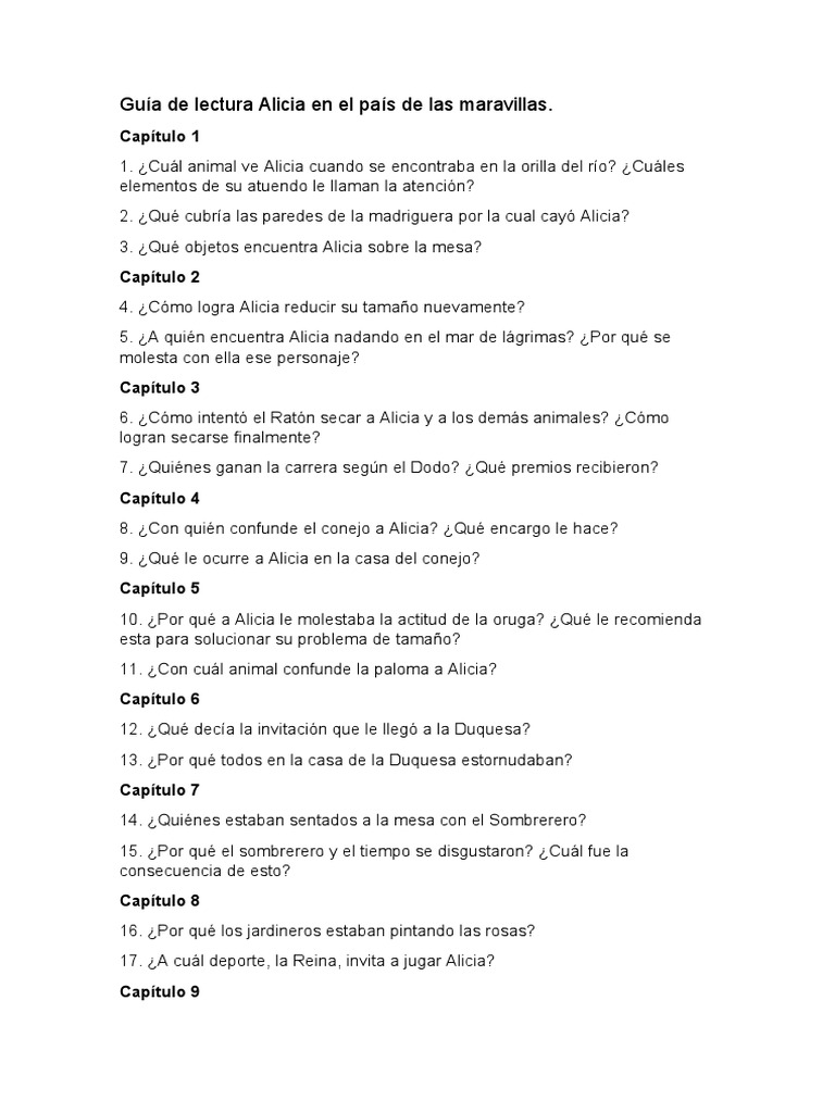 Examen Final 5 | PDF | Las aventuras de Alicia en el País de las Maravillas