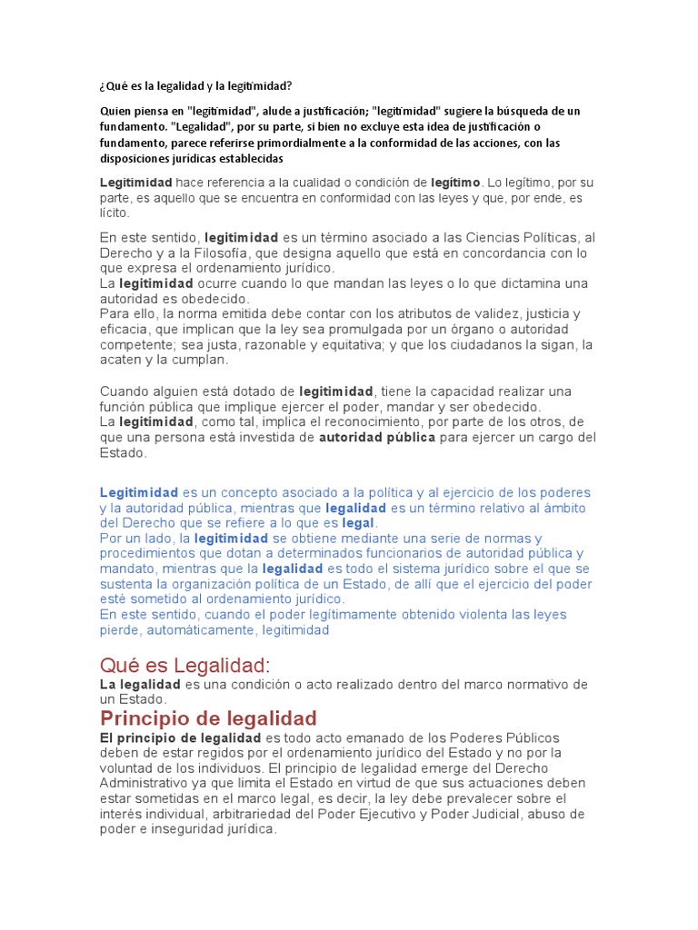 Qué Es La Legalidad y La Legitimidad | PDF | Legitimidad (política ...