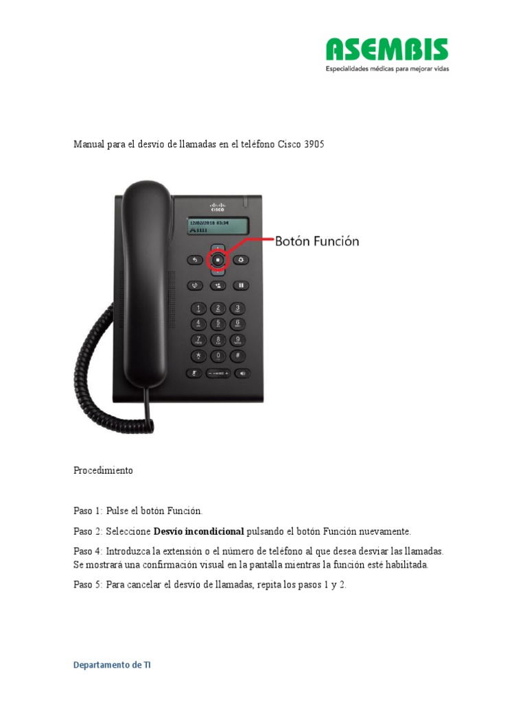 Manual para El Desvío de Llamadas en El Teléfono Cisco 3905 | PDF