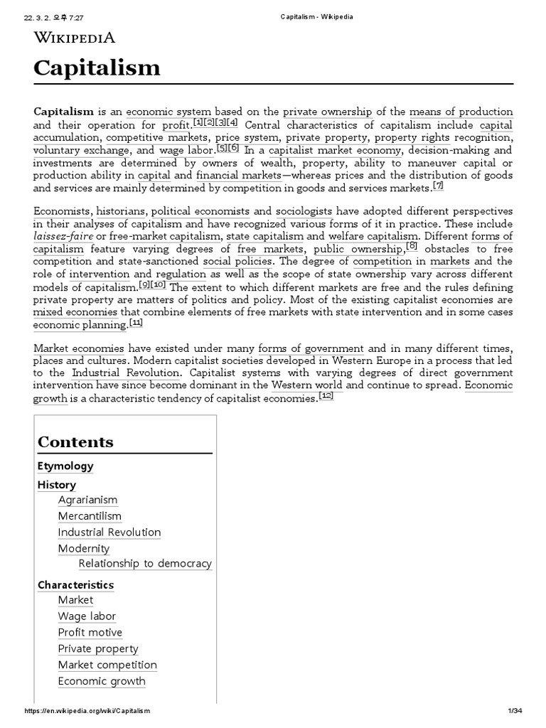 Capitalism - Wikipedia | PDF | Capitalism | Supply And Demand