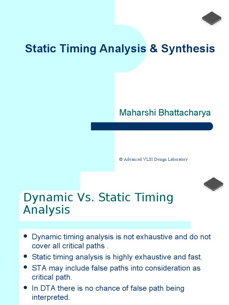 Static Timing Analysis - Maharshi | Digital Electronics | Electronics