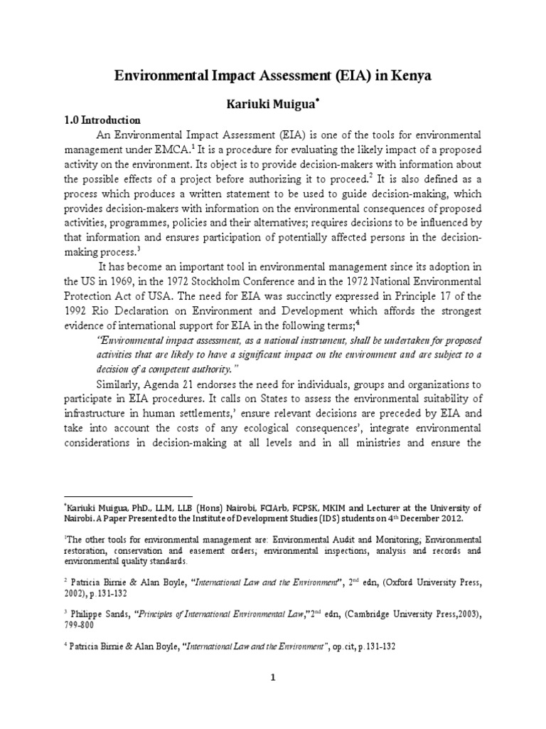 EIA Process and Principles in Kenya | PDF | Environmental Impact ...