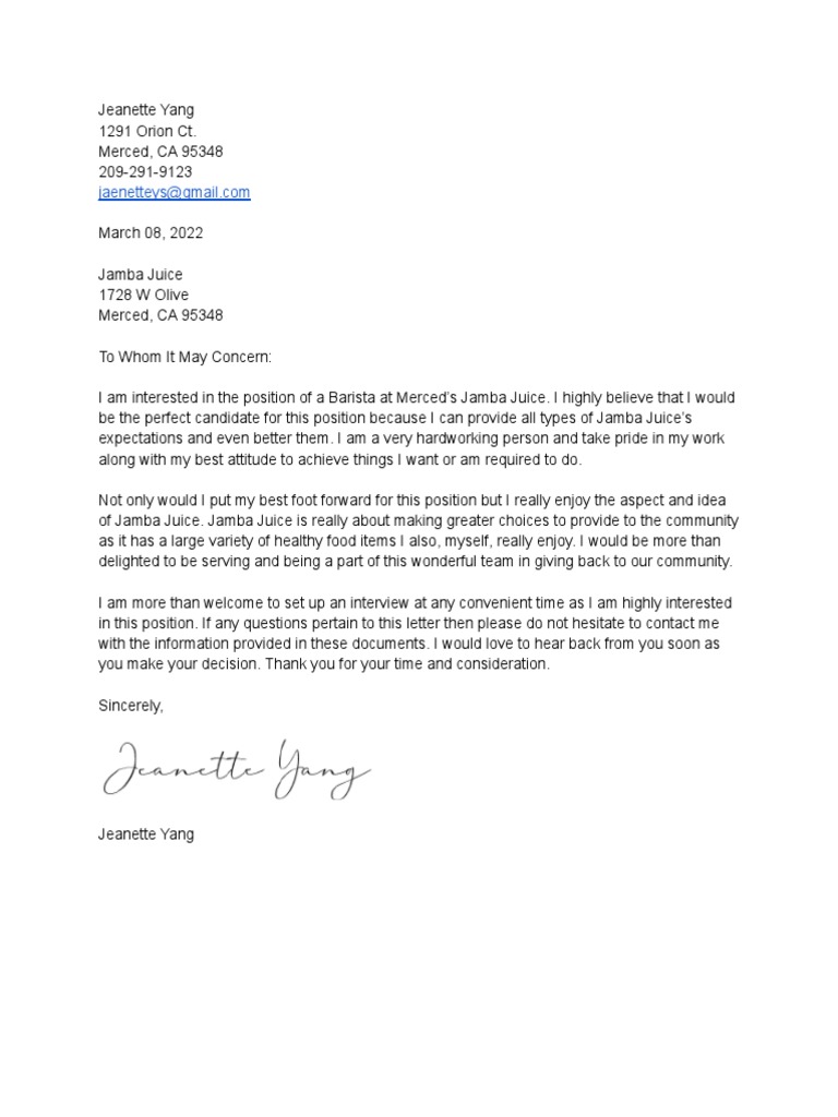 Cover Letter English Protfolio | PDF