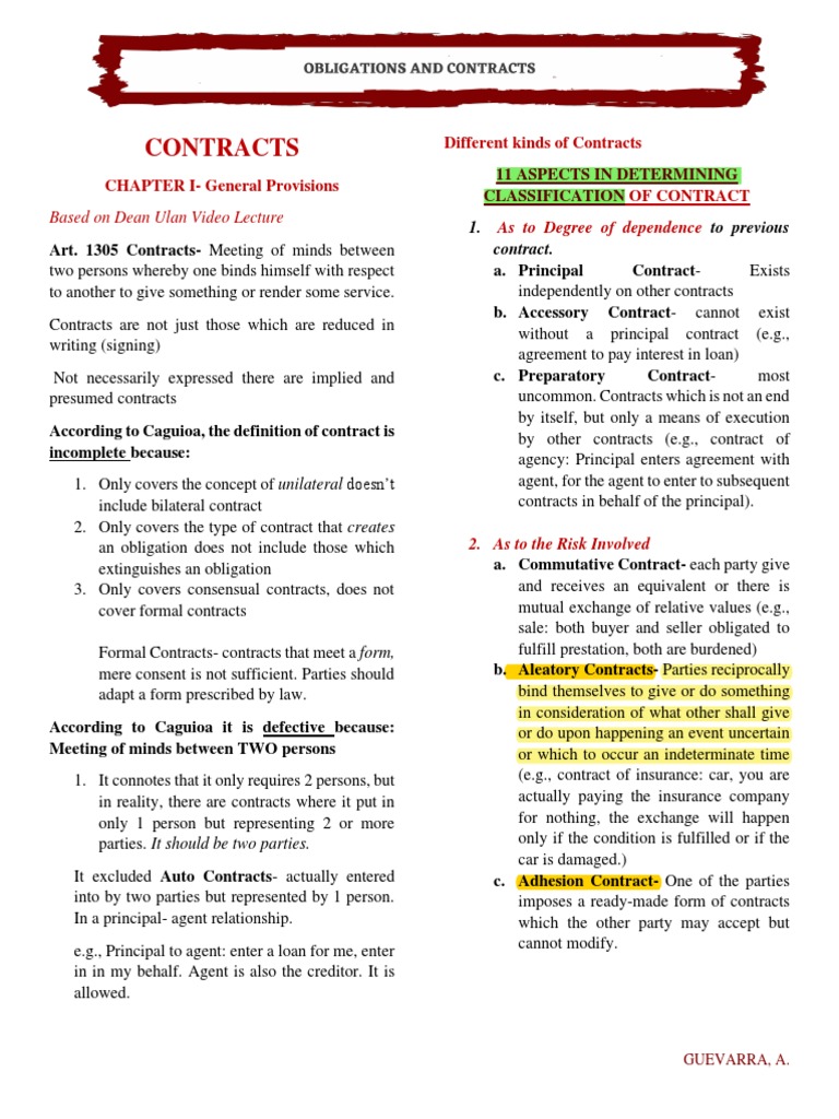 CONTRACTS Chapter 1 | PDF | Lease | Tortious Interference