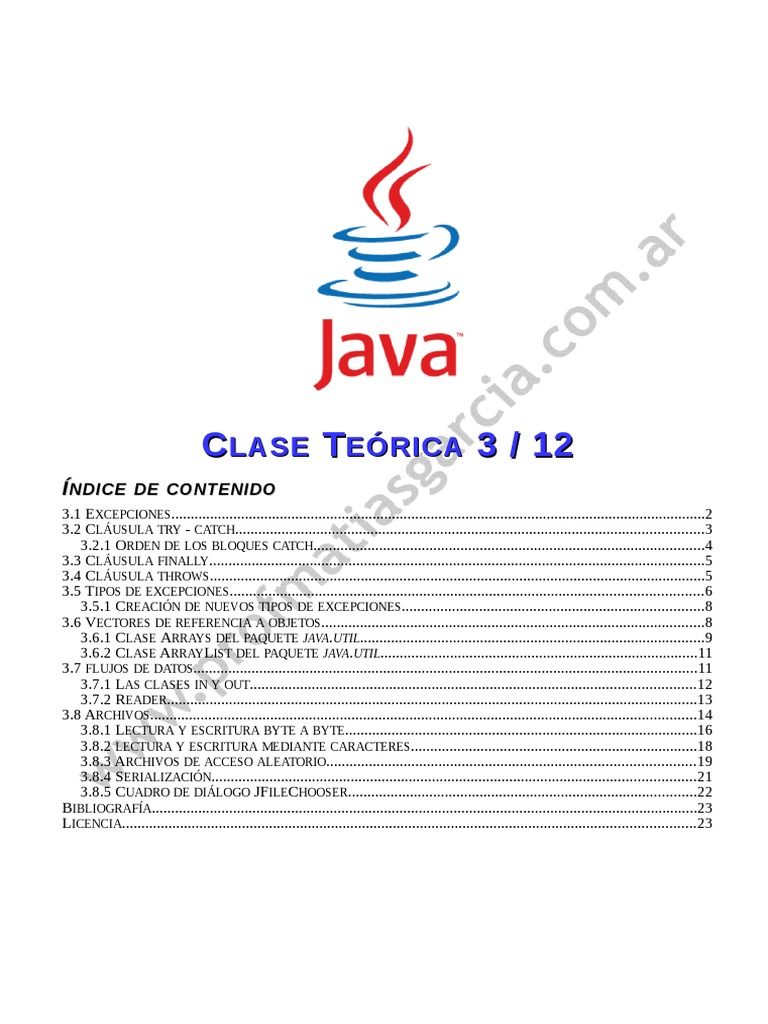 Clase Teorica Java 3 - Excepciones | PDF | Archivo de computadora ...