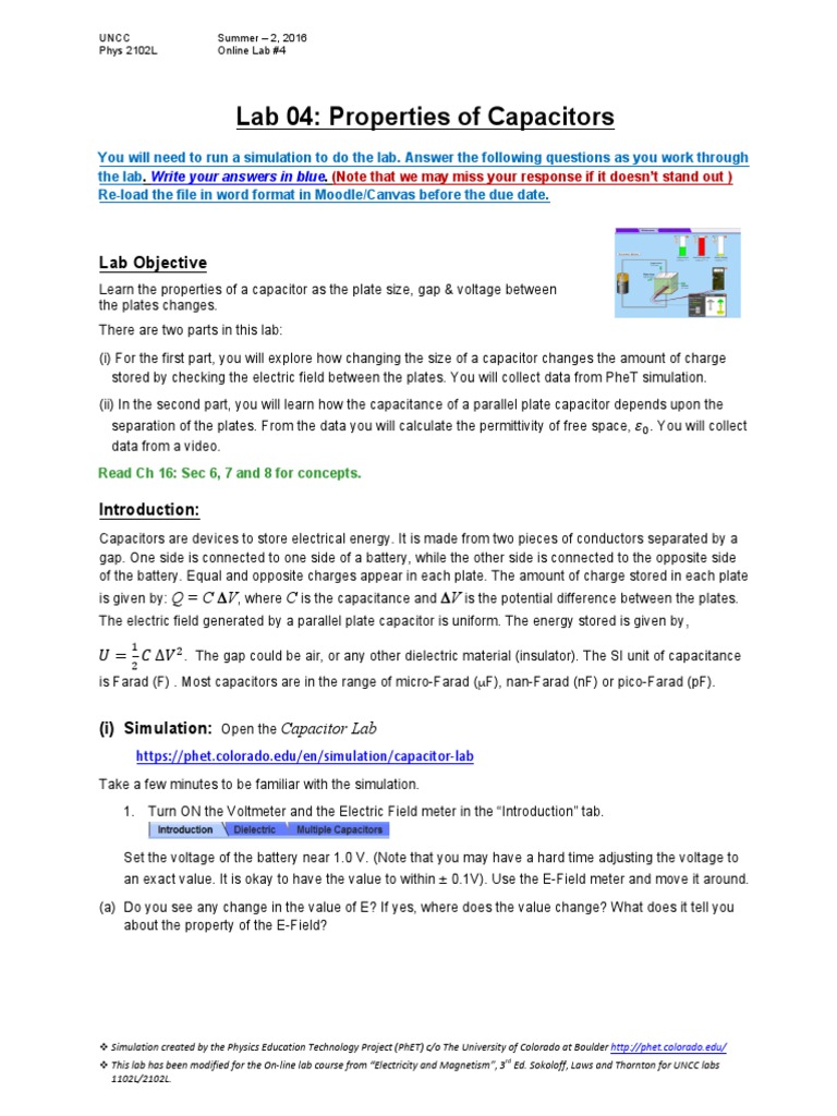 Lab 04 Capacitance | PDF