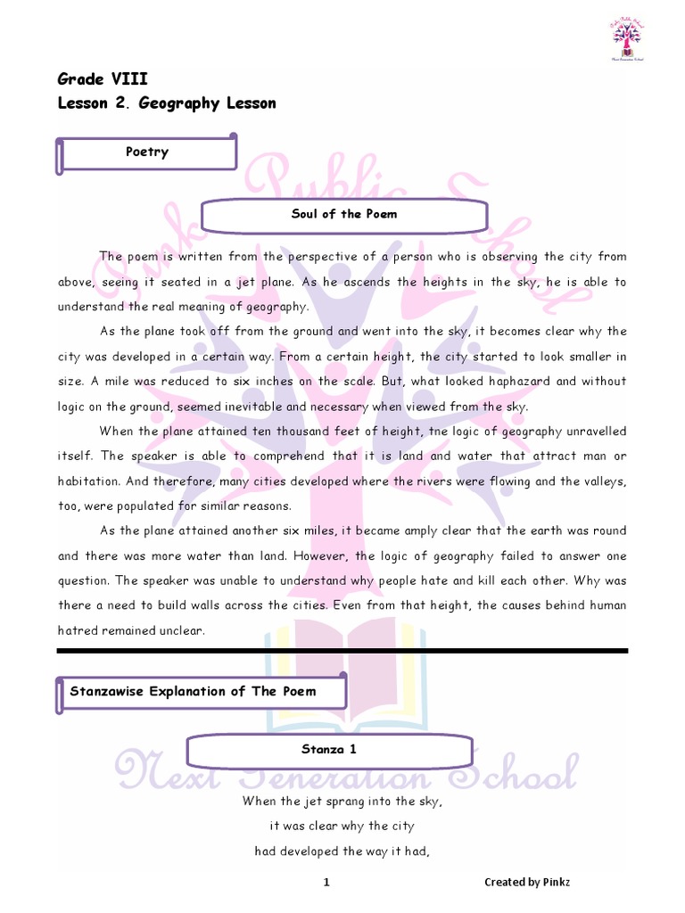 Lesson 2 Poetry 2 | PDF | Poetry | Geography
