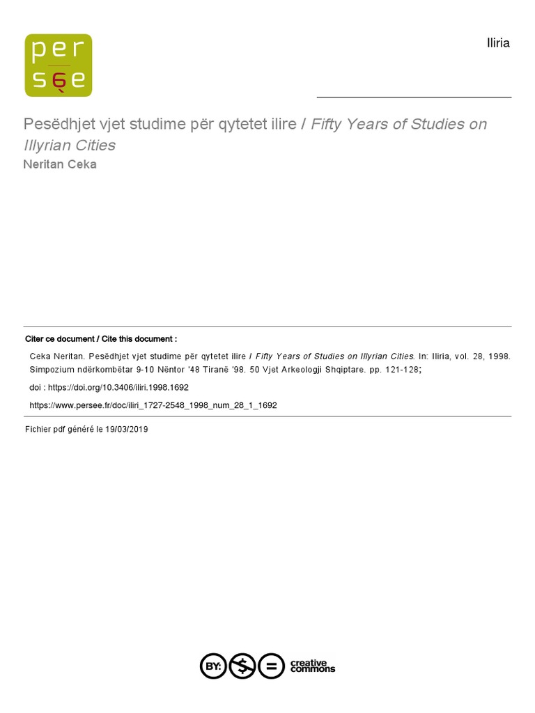 Pesëdhjet Vjet Studime Për Qytetet Ilire | PDF