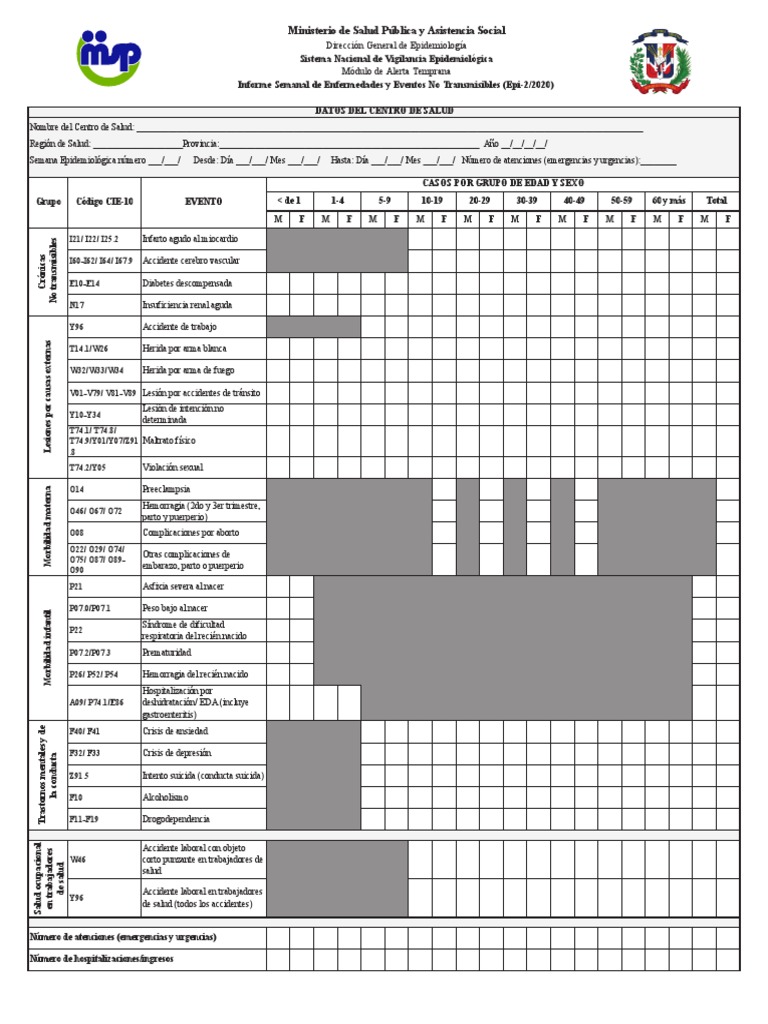 Formulario de Epi-2 (Version 2020) | PDF | Epidemiología | Hospital