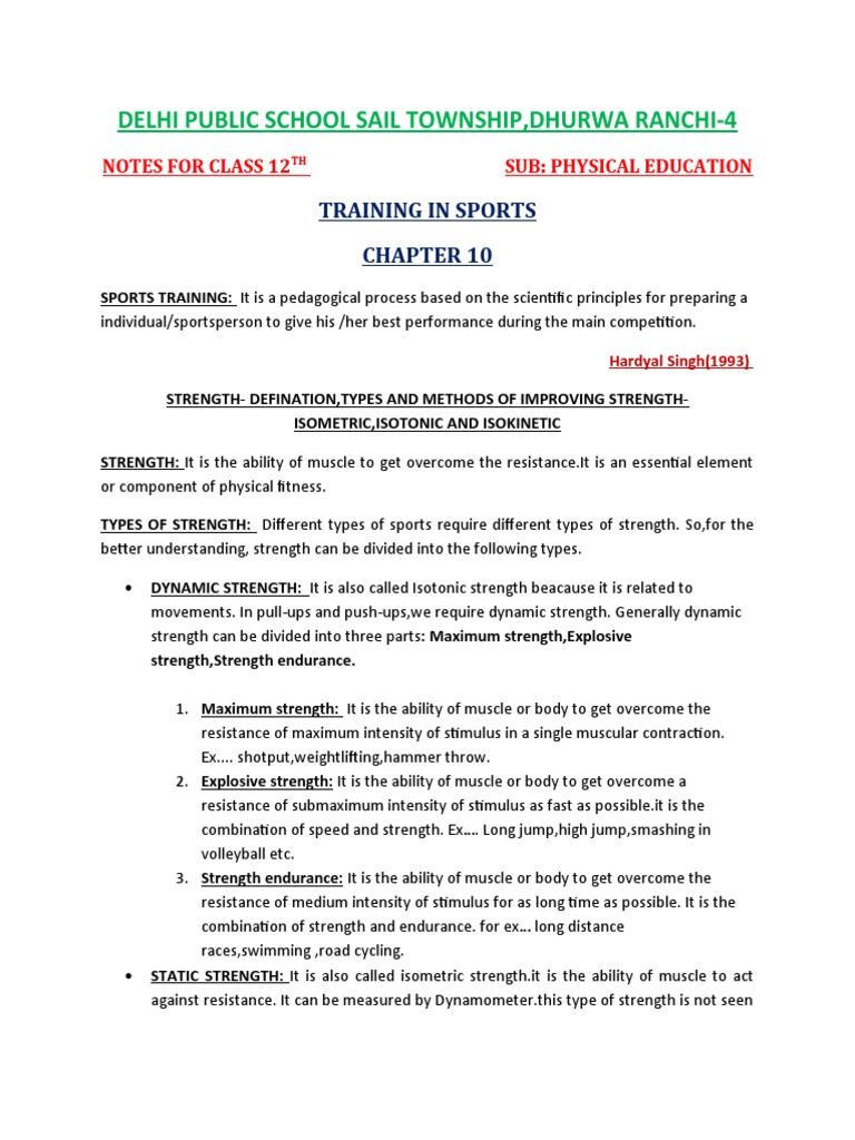 Chapter 10 Training In Sports Pdf Flexibility Anatomy Weight