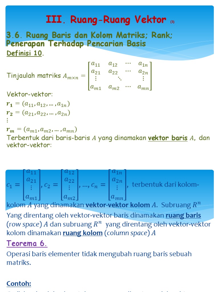 1c.. ALJABAR LINIER (Ruang-Ruang Vektor (3) ) | PDF | Metode & Bahan ...