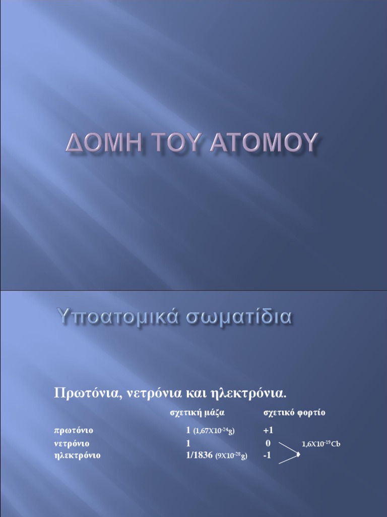 Δομή Του Ατόμου (1η) | PDF