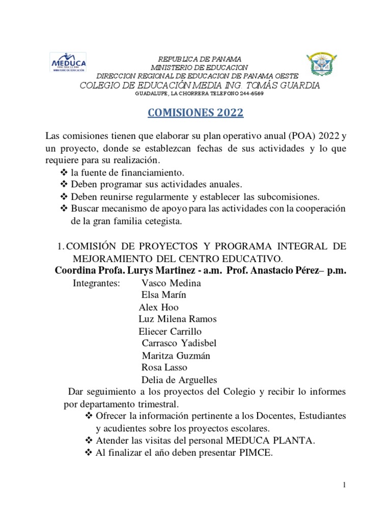 Comisiones 2022 | PDF