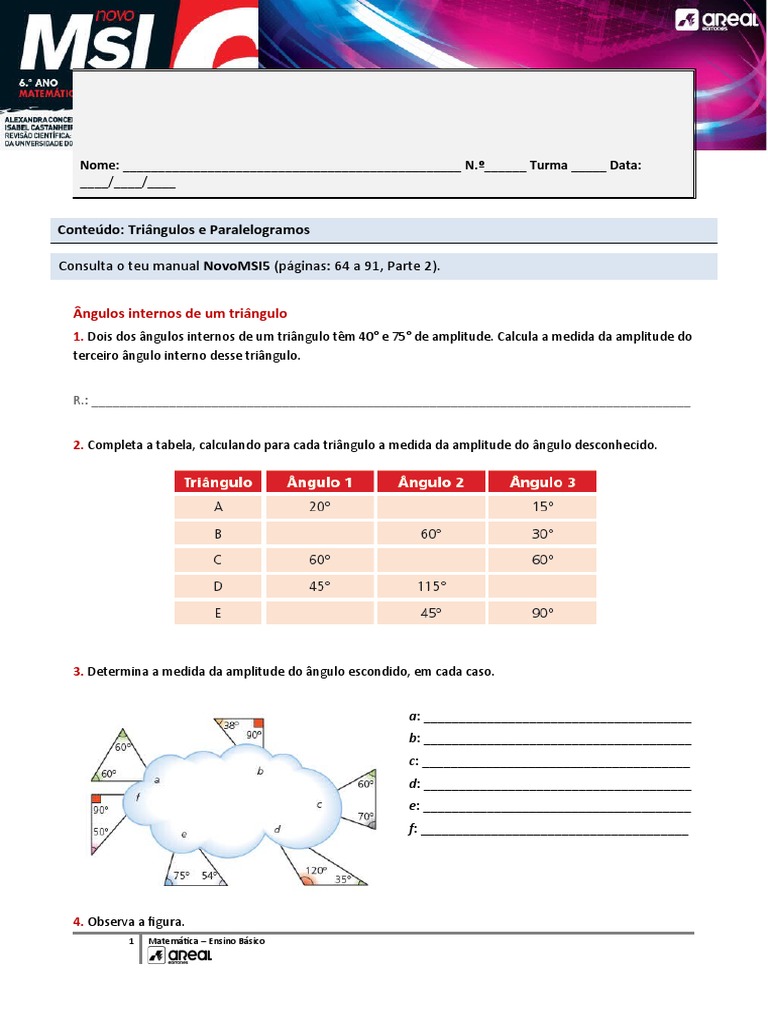 Ficha Consolidar Geometria2 | PDF | Triângulo | Geometria do Plano Euclidiano