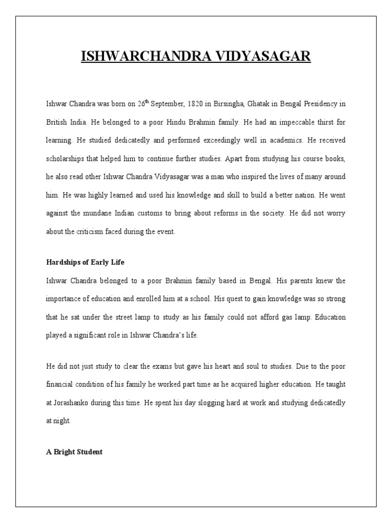 Ishwar Chandra Vidyasagar: A Biography | PDF