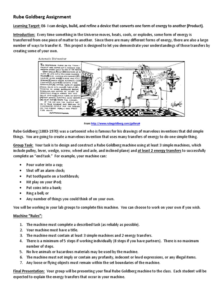 Rube Goldberg Assignment | PDF | Machines | Cognition