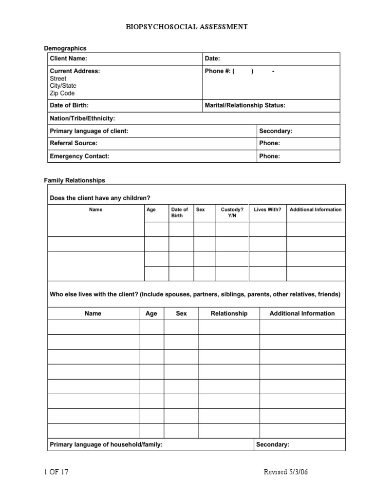 Thrive - Clinical Tools - Biopsychosocial Assessment-Adult-Version A ...