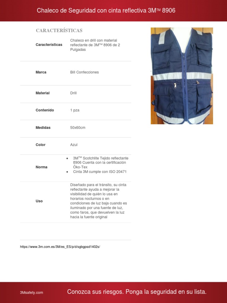 Ficha Técnica chaleco con cinta 3M 8906 | PDF
