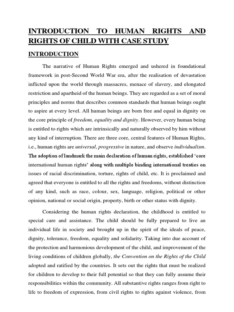 Introduction To Human Rights and Rights of Children With Case Study ...