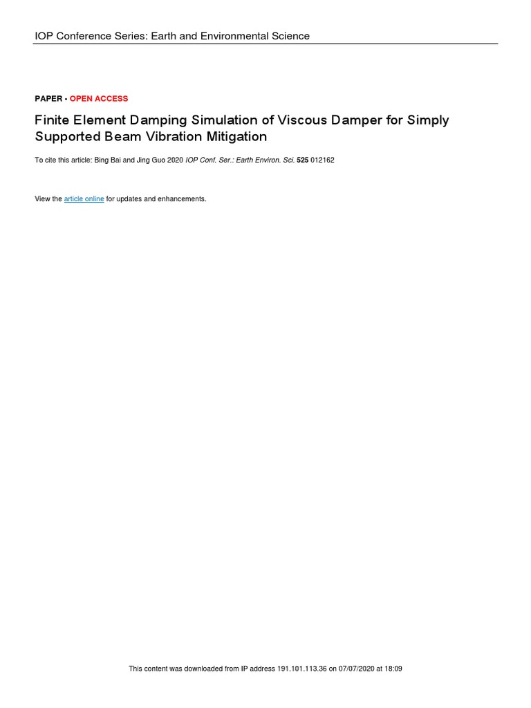 Finite Element Damping Simulation of Viscous Dampe | PDF | Damping | Viscosity