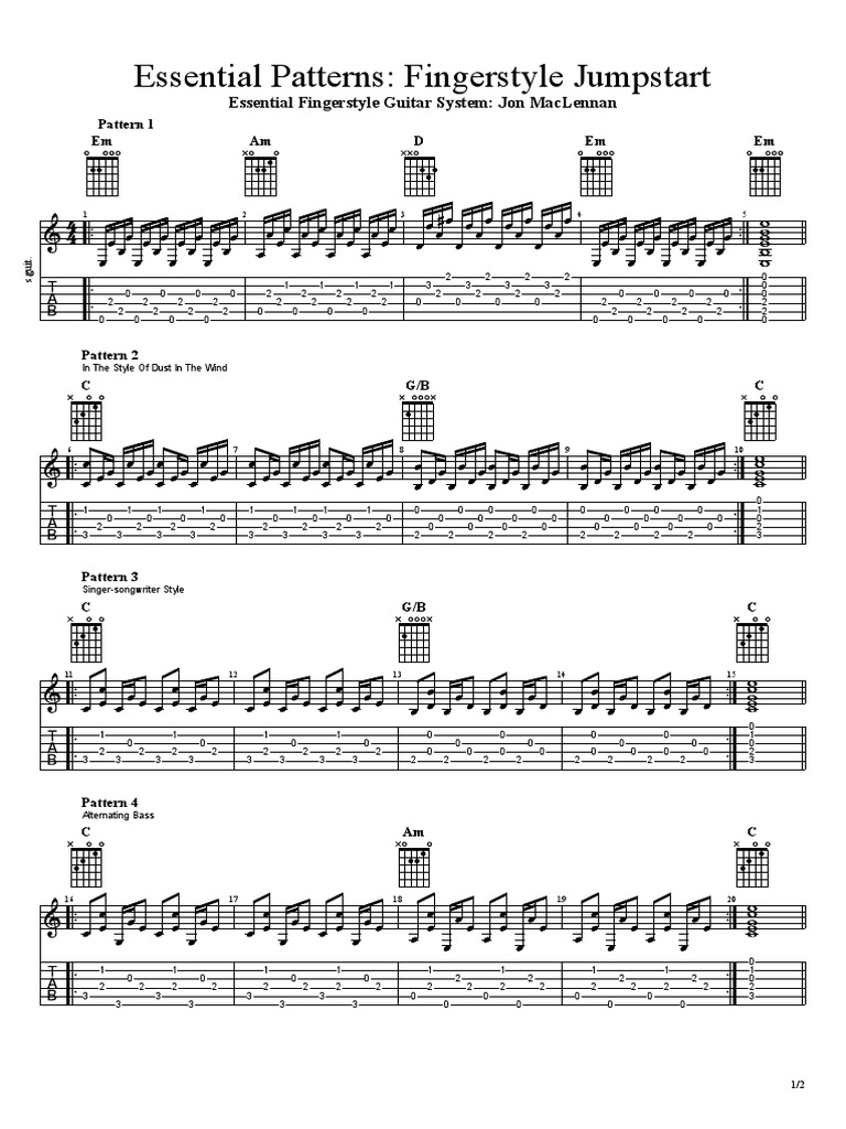 Fingerstyle Essential Patterns | PDF | Popular Music | Performing Arts