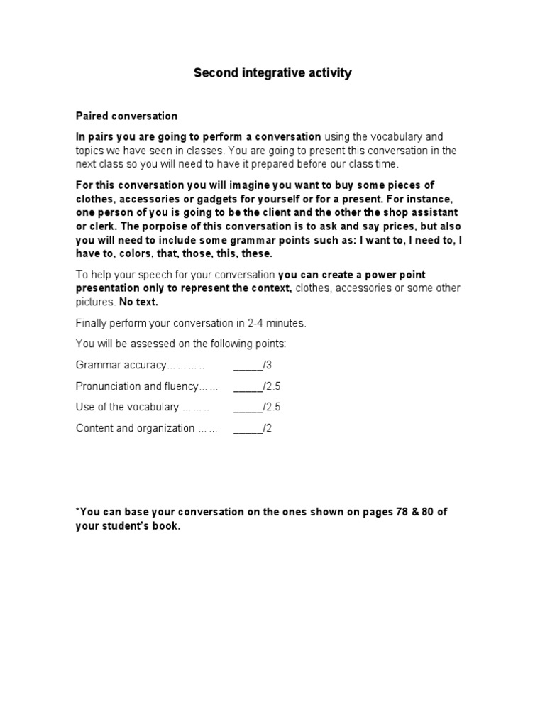 Second Integrative Activity Pdf Language Arts Discipline