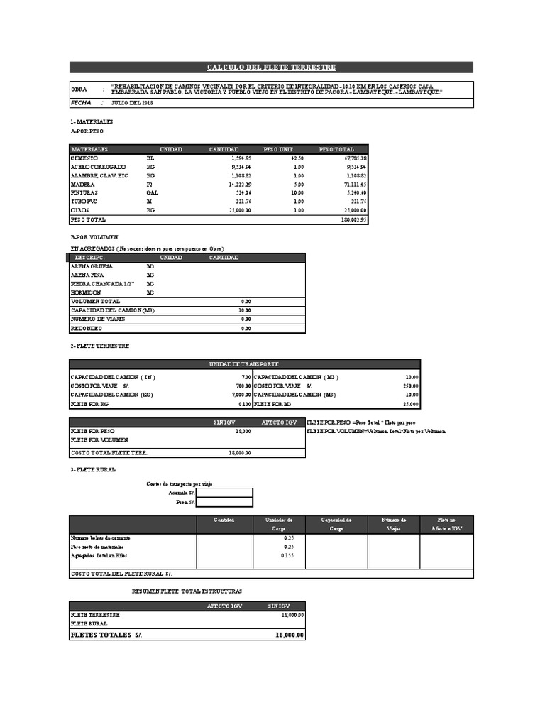 Calculo de Flete Terrestre | PDF | Aficiones | edificio