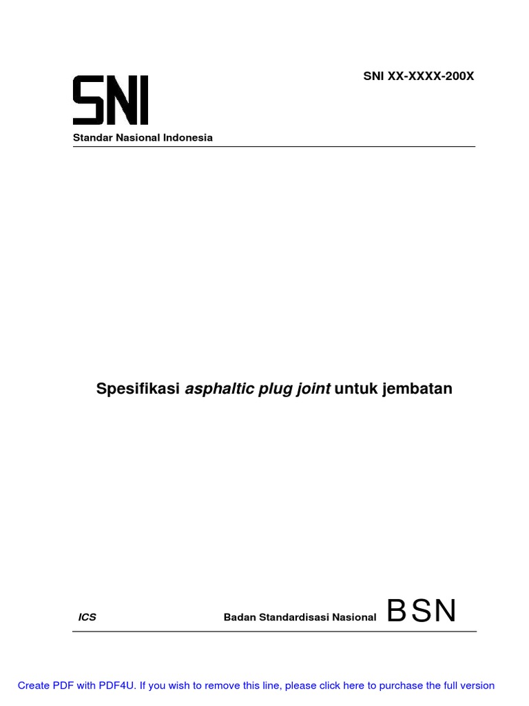 SNI Asphaltic Plug Joint Untuk Jembatan | PDF