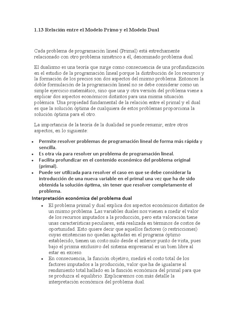 1.13 Relación Entre El Modelo Primo y El Modelo Dual | PDF ...