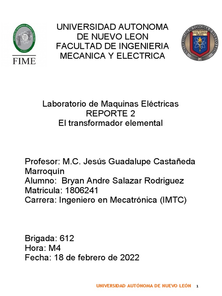 Practica 2 Laboratorio Maquinas Electricas | PDF | Inductancia | Inductor