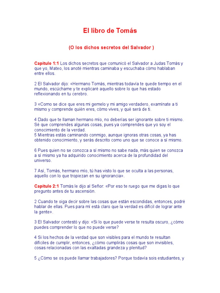 El Libro de Tomás | PDF | Verdad | Amor