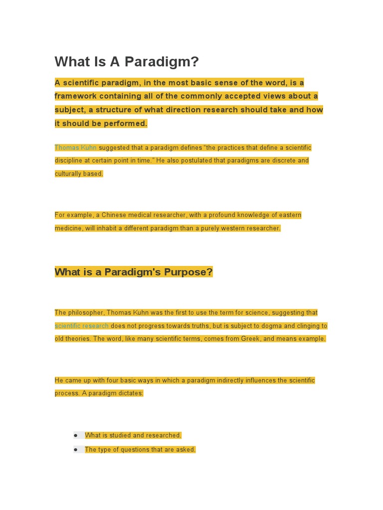 What Is A Paradigm's Purpose? | PDF | Paradigm | Science