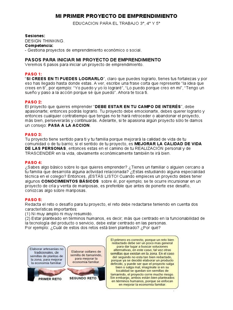 Mi Primer Proyecto de Emprendimiento | PDF | El pensamiento de diseño ...